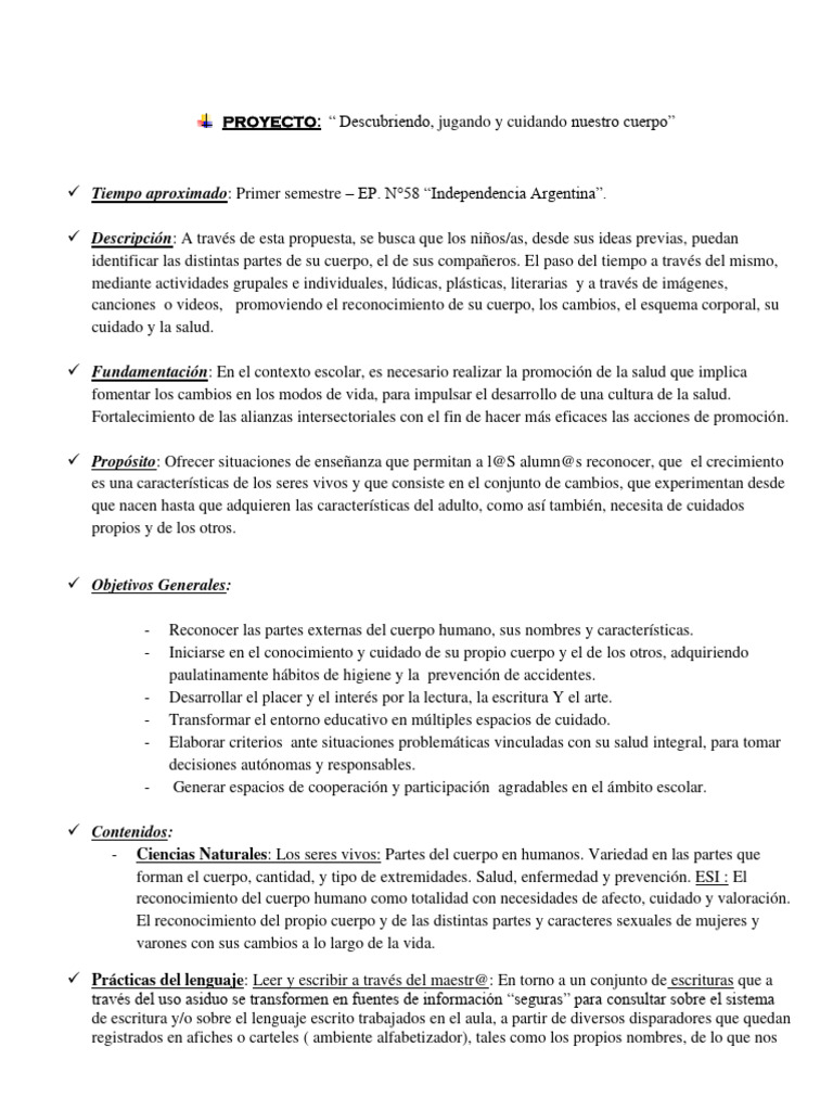 Cuidado y Aprendizaje del Cuerpo Infantil | PDF | Conocimiento