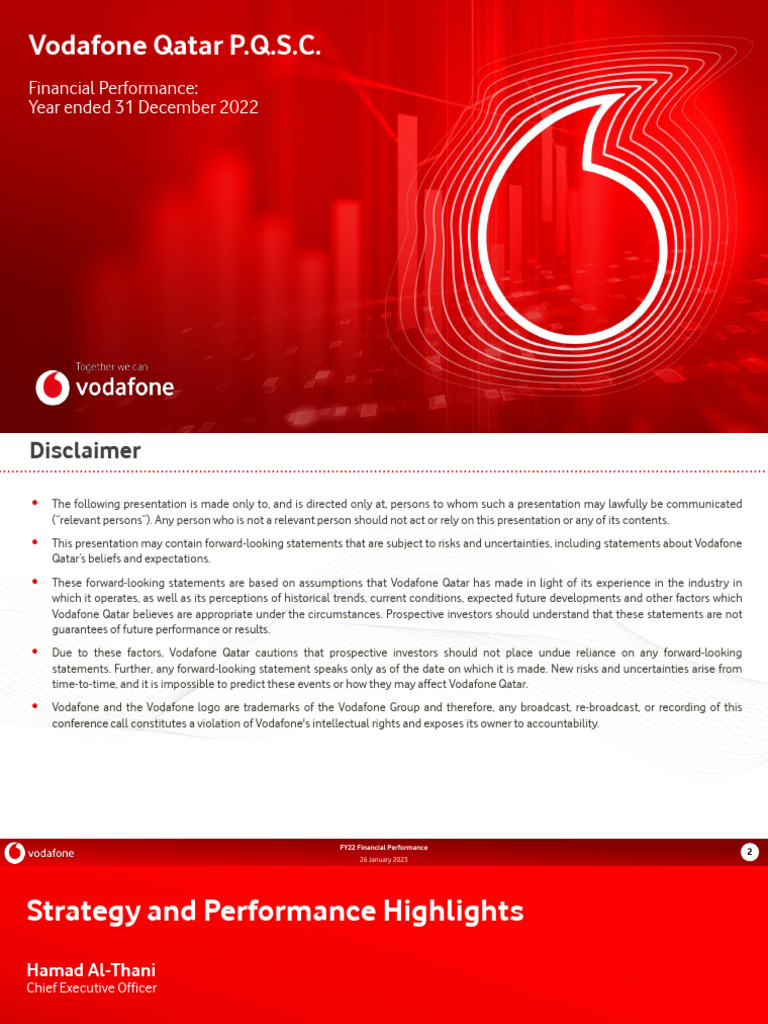 Vodafone Qatar Q4 FY22 Investor Presentation (26 Jan. 23) | PDF | Debt ...