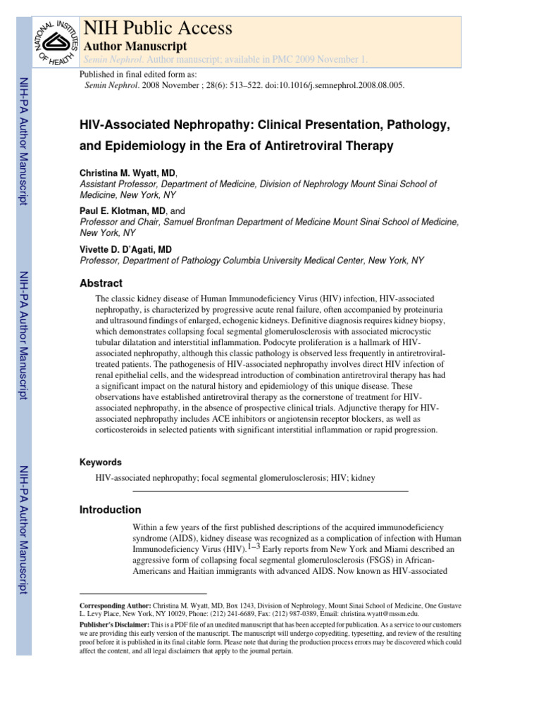 HIVAN | PDF | Kidney Disease | Hiv/Aids