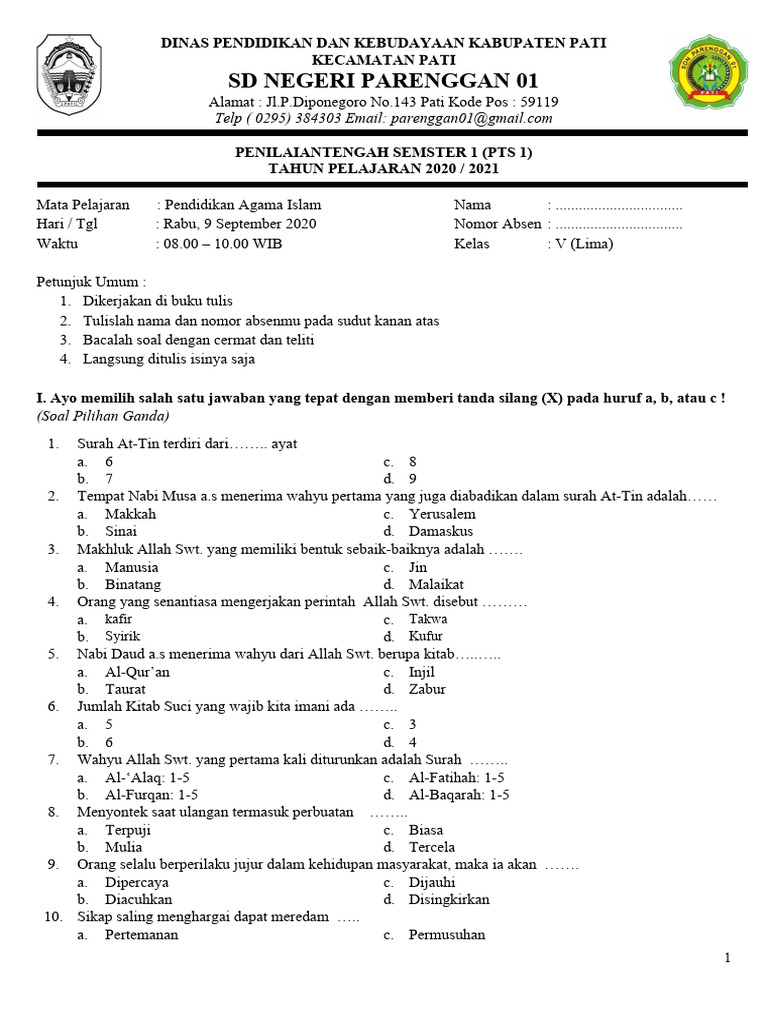 PTS Pai Kelas 5 | PDF