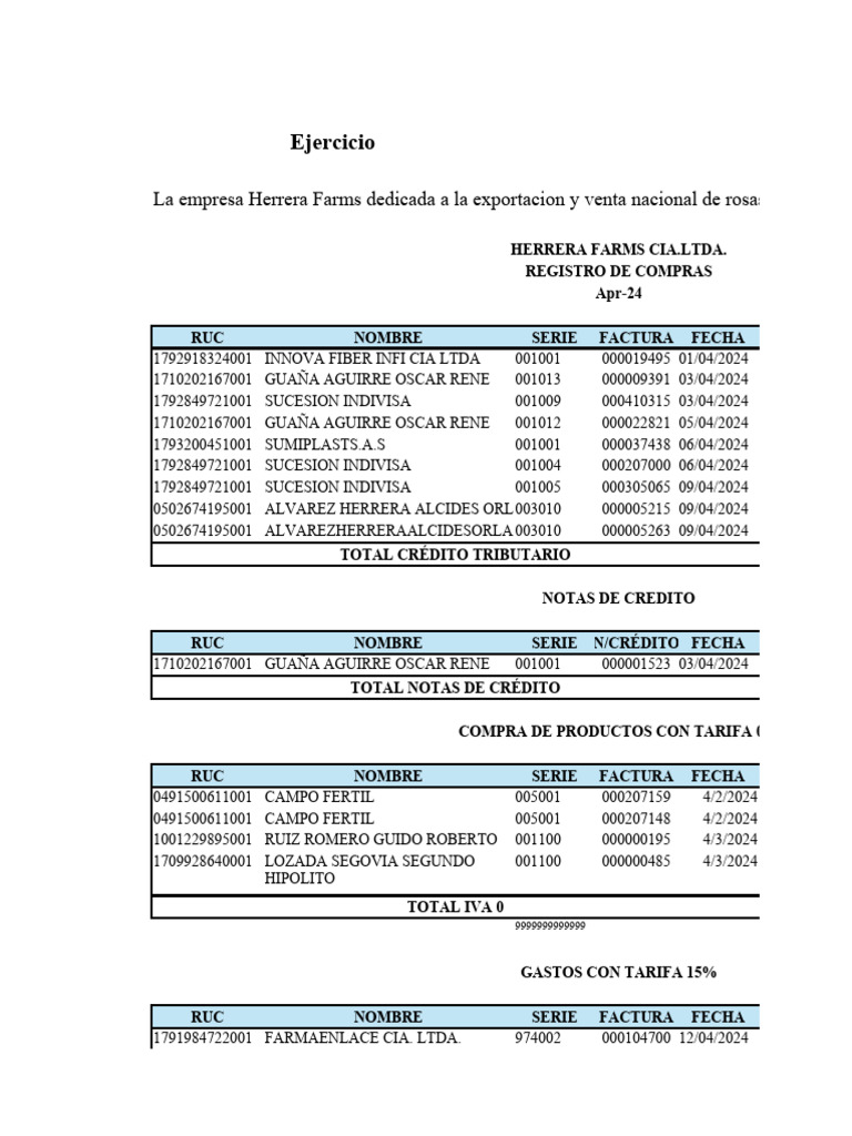 EJERCICIO | PDF | Documentos empresariales