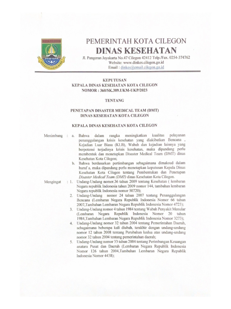 Contoh SK DMT Dinkes | PDF