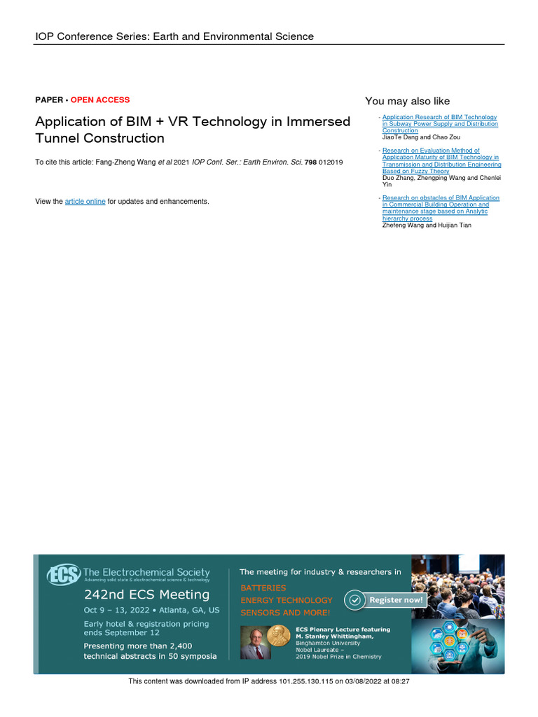 Application of BIM + VR Technology in Immersed Tunnel Construction | PDF | Virtual Reality | 3 D ...