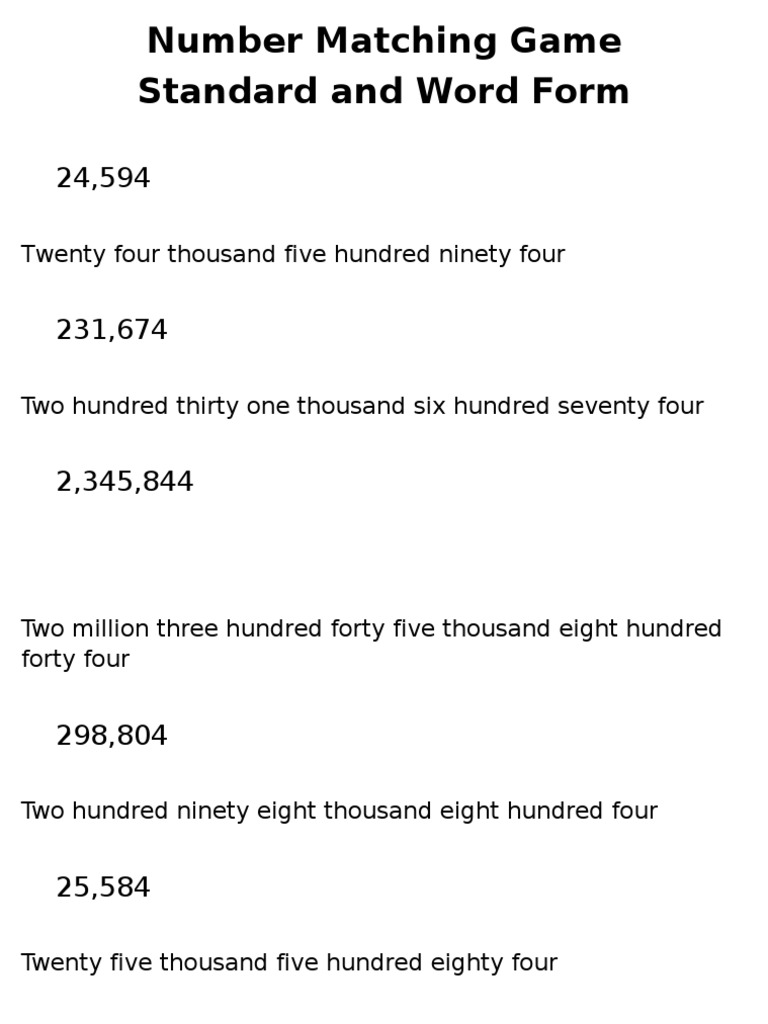 Number Matching Game Guide | PDF