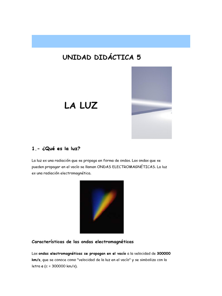 Características de la luz visible | PDF | Comunicación de fibra óptica ...