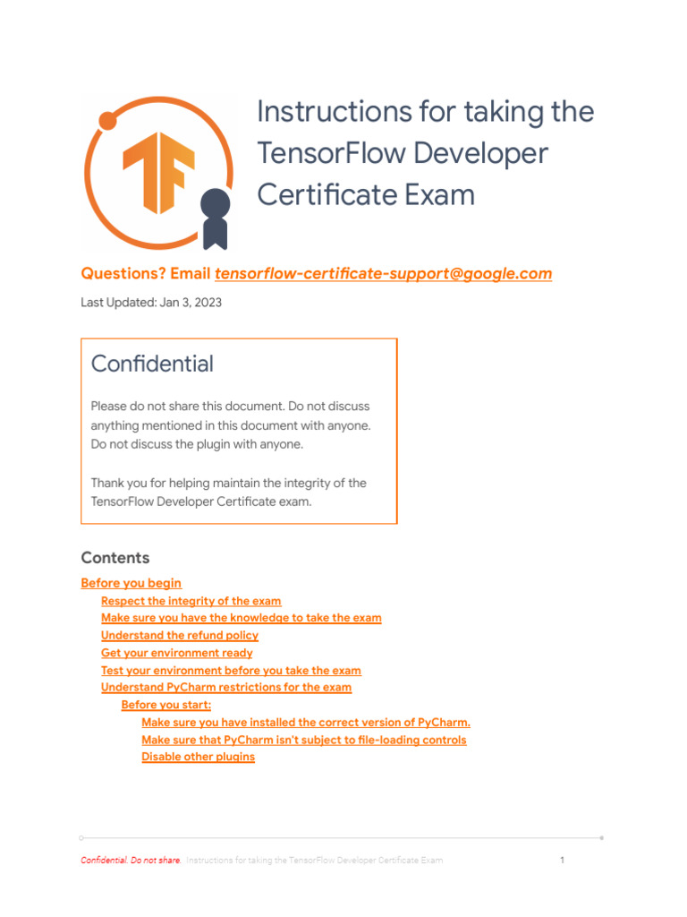 Instructions For Taking The TensorFlow Certificate Exam | PDF | Computer Engineering | Computer ...