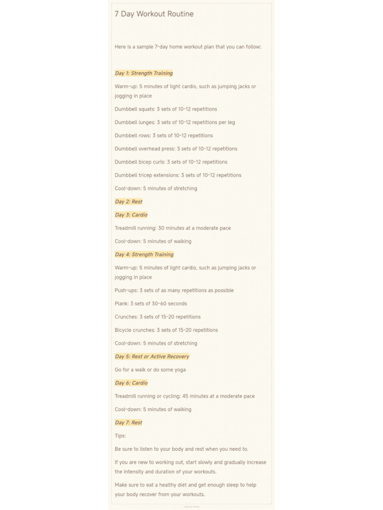 Training Schedule 7 Days | PDF