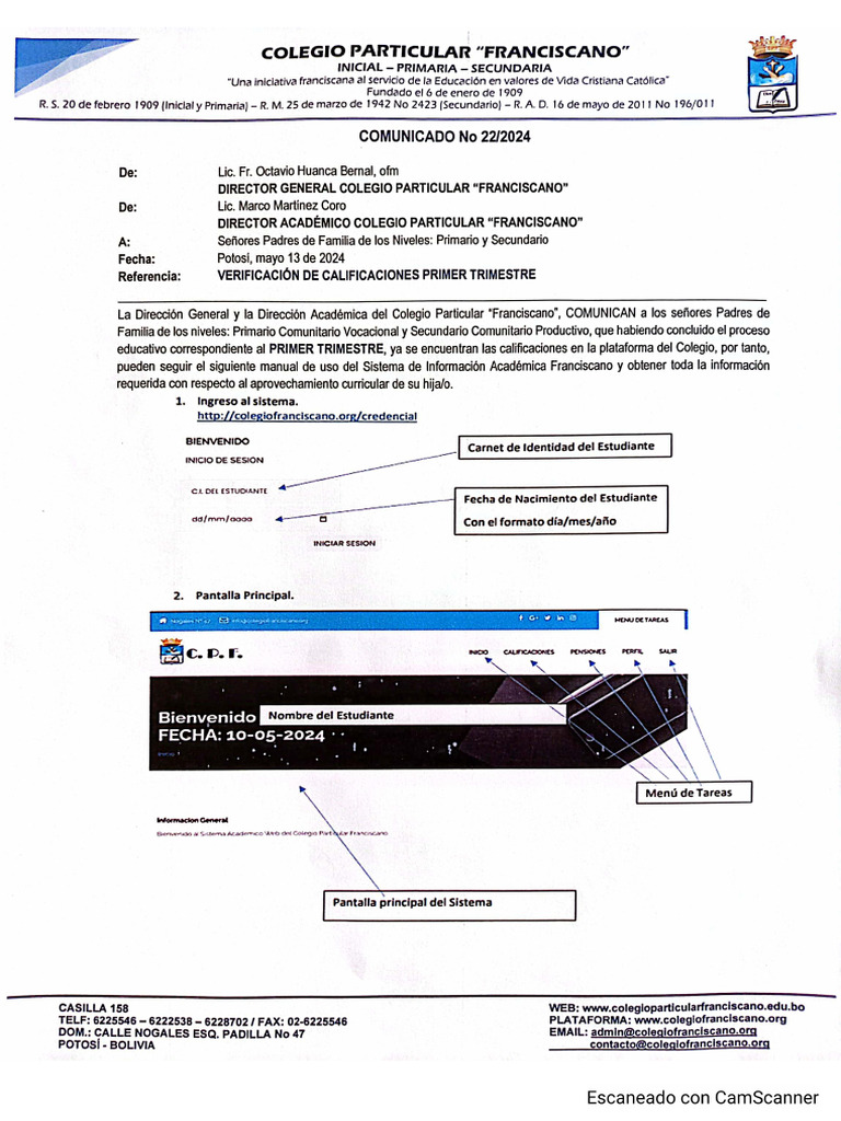 Comunicado 22 Padres de Familia, Primaria y Secundaria | PDF