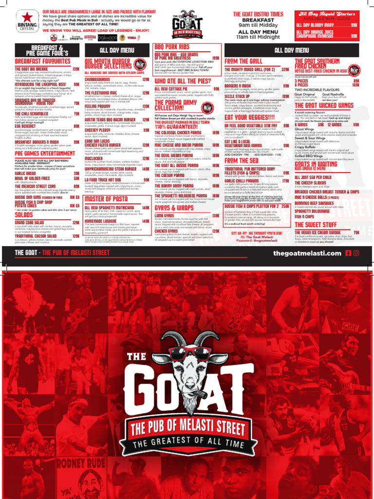 The Goat Melasti Menu | PDF | Hamburgers | French Fries
