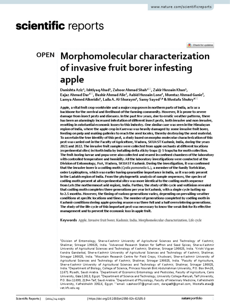 Codling Moth Impact on Kashmir Apples | PDF | Apple | Pest (Organism)