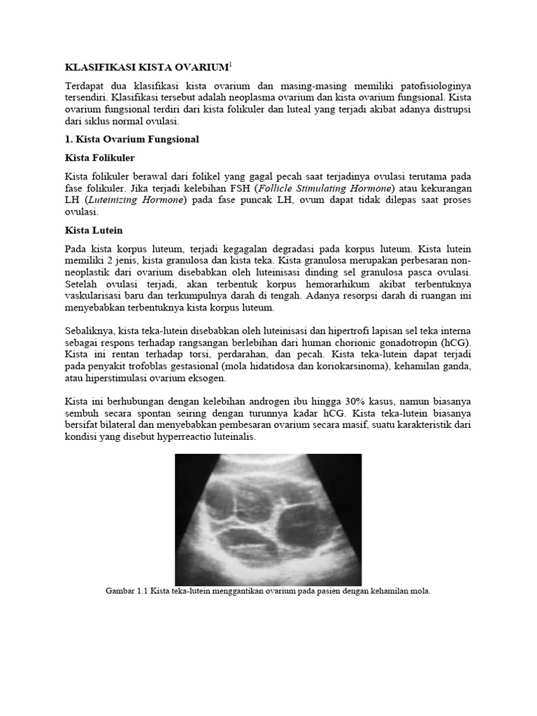 KLASIFIKASI Dan FAKTOR RESIKO KISTA OVARIUM | PDF | Sains & Matematika