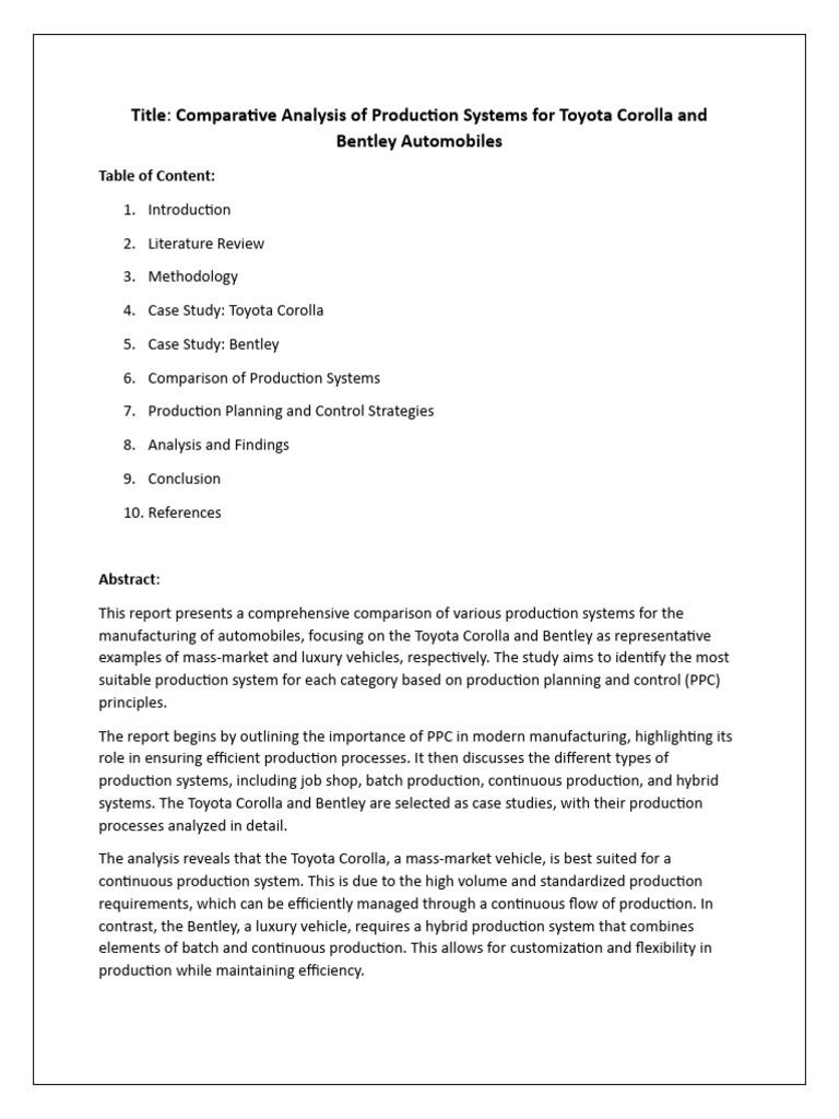 Ppc Report Pdf Lean Manufacturing Toyota