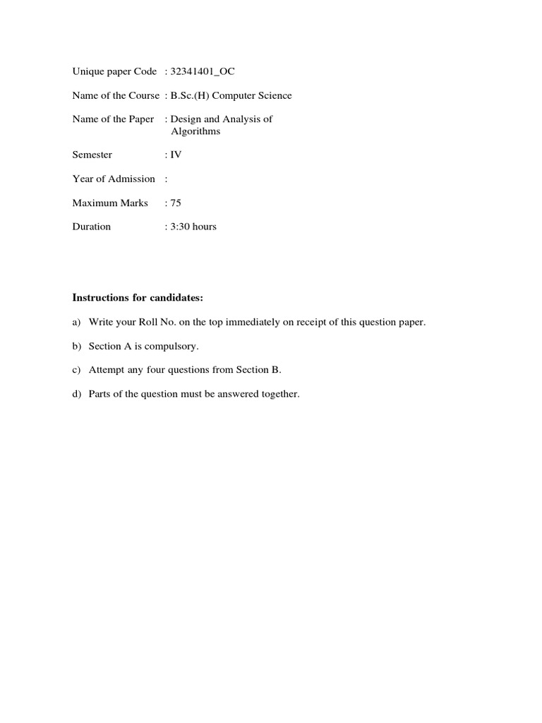 Du Daa - QP 2022 | PDF | Time Complexity | Theoretical Computer Science