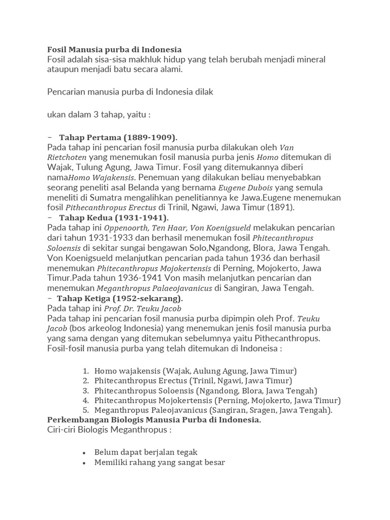 Sejarah Peminatan Kelas 10 Fosil | PDF