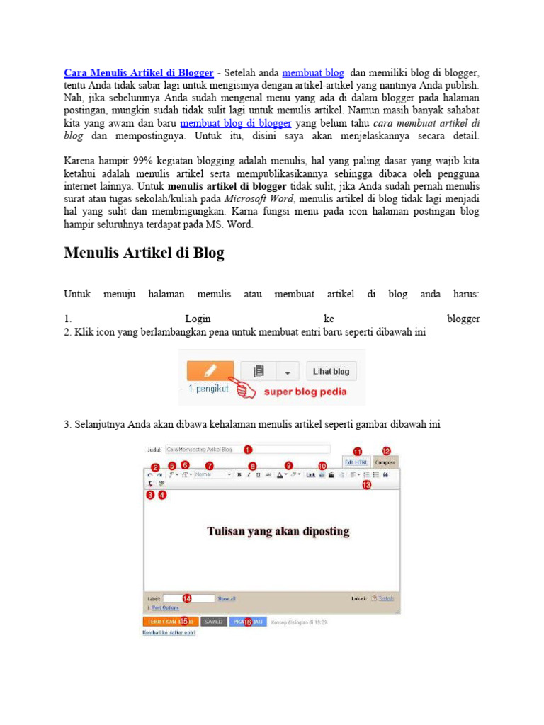 Cara Menulis Artikel Di Blogger | PDF | Komputer