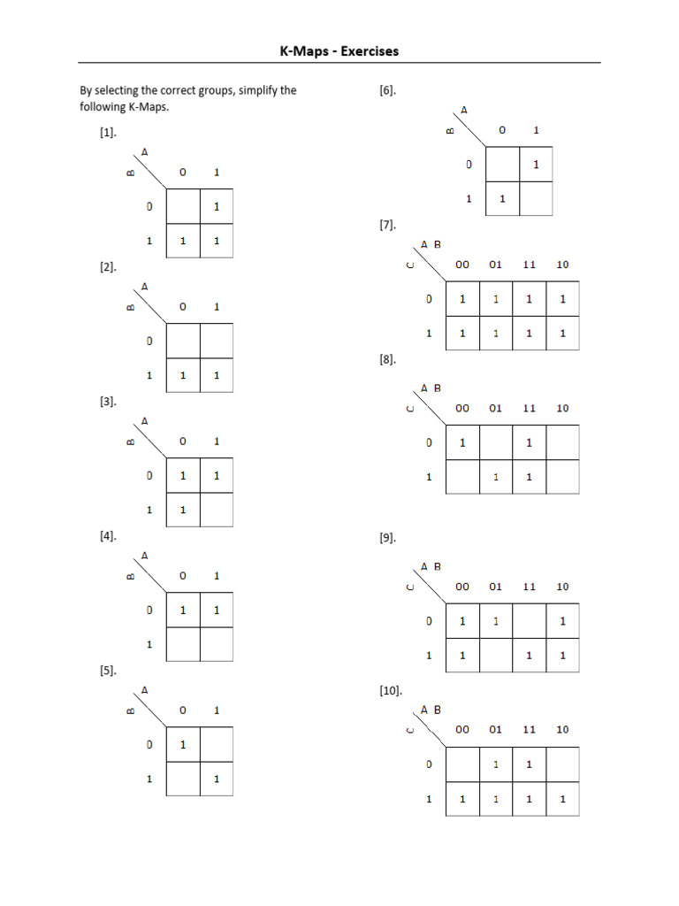 K-Map Simplification Exercises | PDF | Teaching Methods & Materials