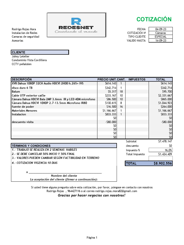 Cotización Instalación CCTV | PDF