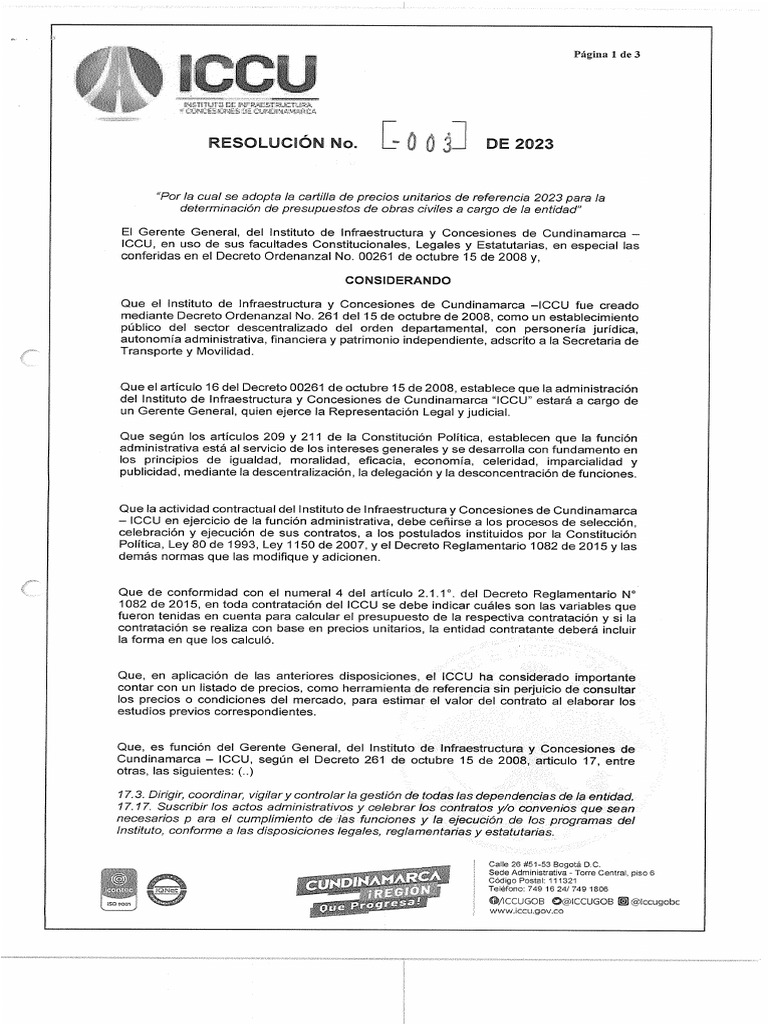 Cartilla de Precios ICCU 2023 | PDF