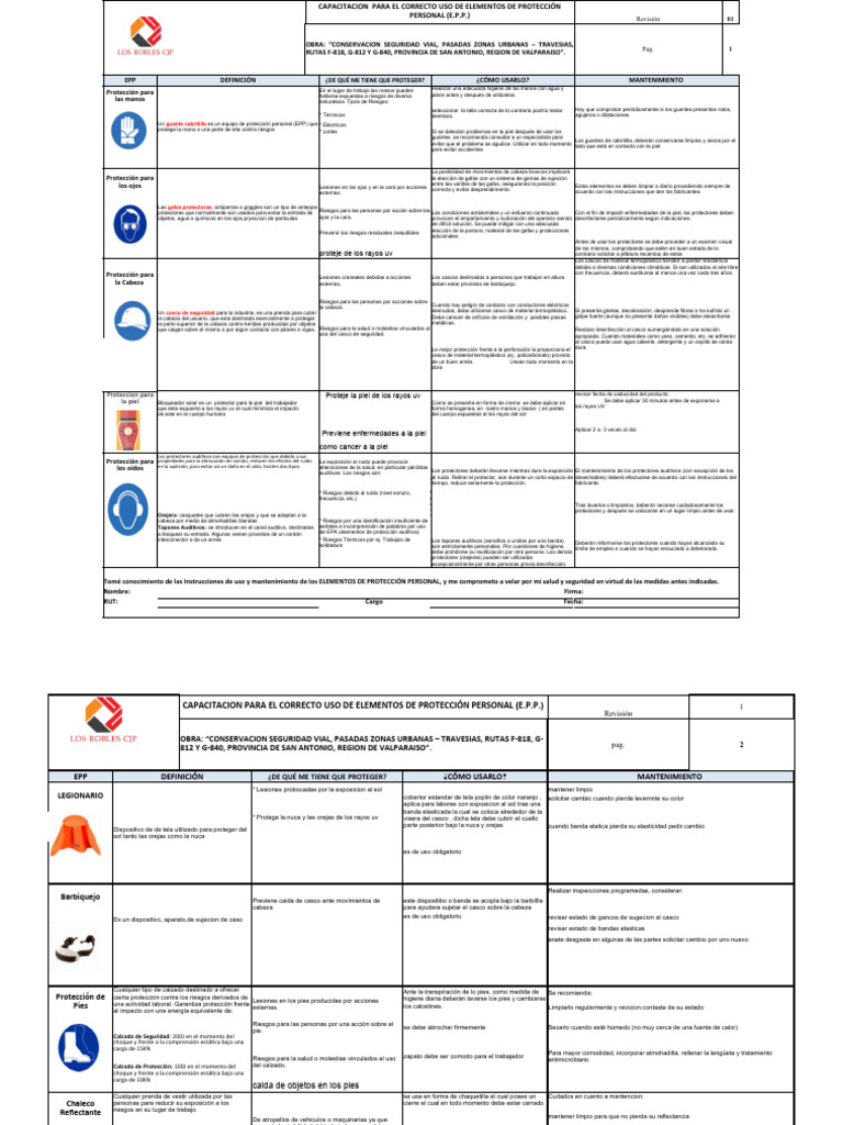 Instructivo EPP | PDF | Casco | ruido
