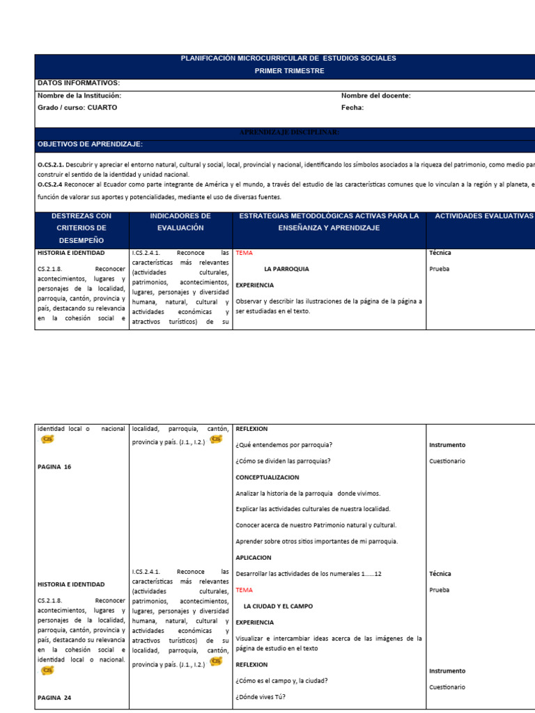 T1-T2-T3 - Eess - 2023 Microplan. | PDF | Aprendizaje | Ecuador