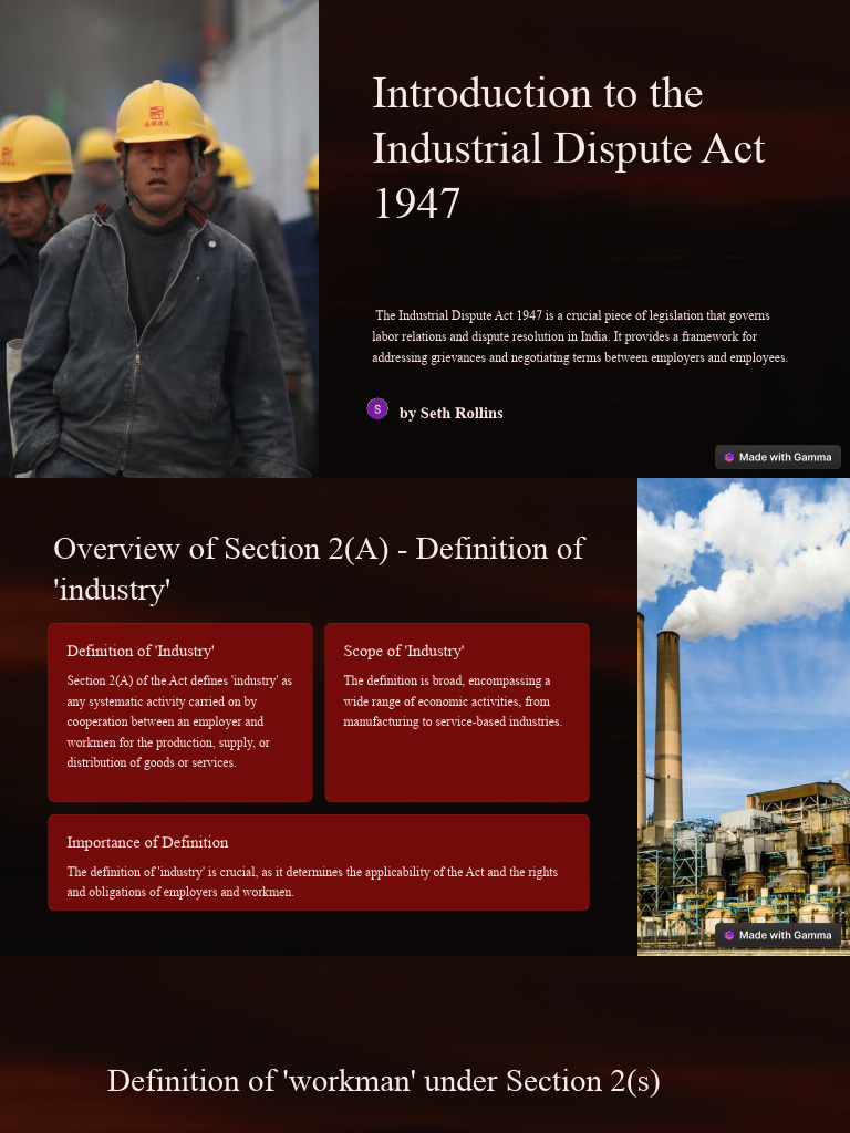 Introduction To The Industrial Dispute Act 1947 | PDF | Employment ...