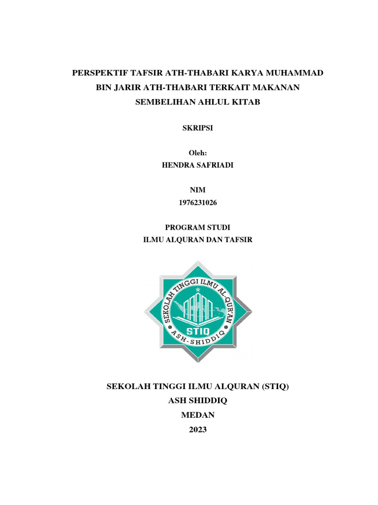 Perspektif Tafsir Ath-Thabari Karya Muhammad Bin Jarir Ath-Thabari ...