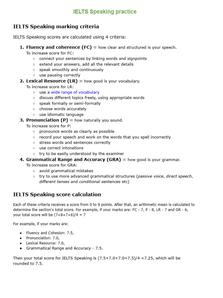IELTS Speaking Practice 1 | PDF | Grammar | Word