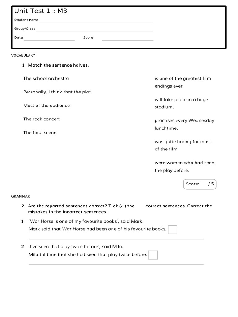 M3 Unit Test 1 | PDF | Performing Arts