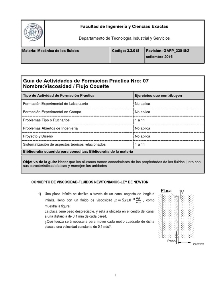 MF Guia 07 Flujo Viscoso Rev2 | PDF | Viscosidad | Pistón