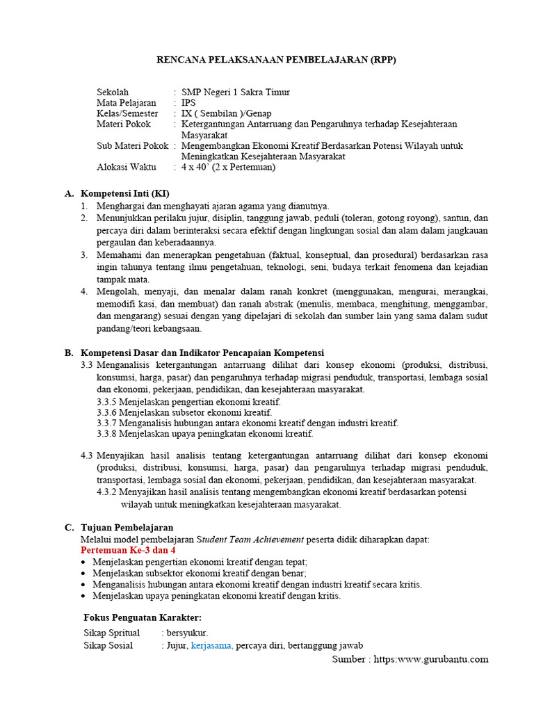 RPP 08 - Mengembangkan Ekonomi Kreatif Berdasarkan Potensi Wilayah ...