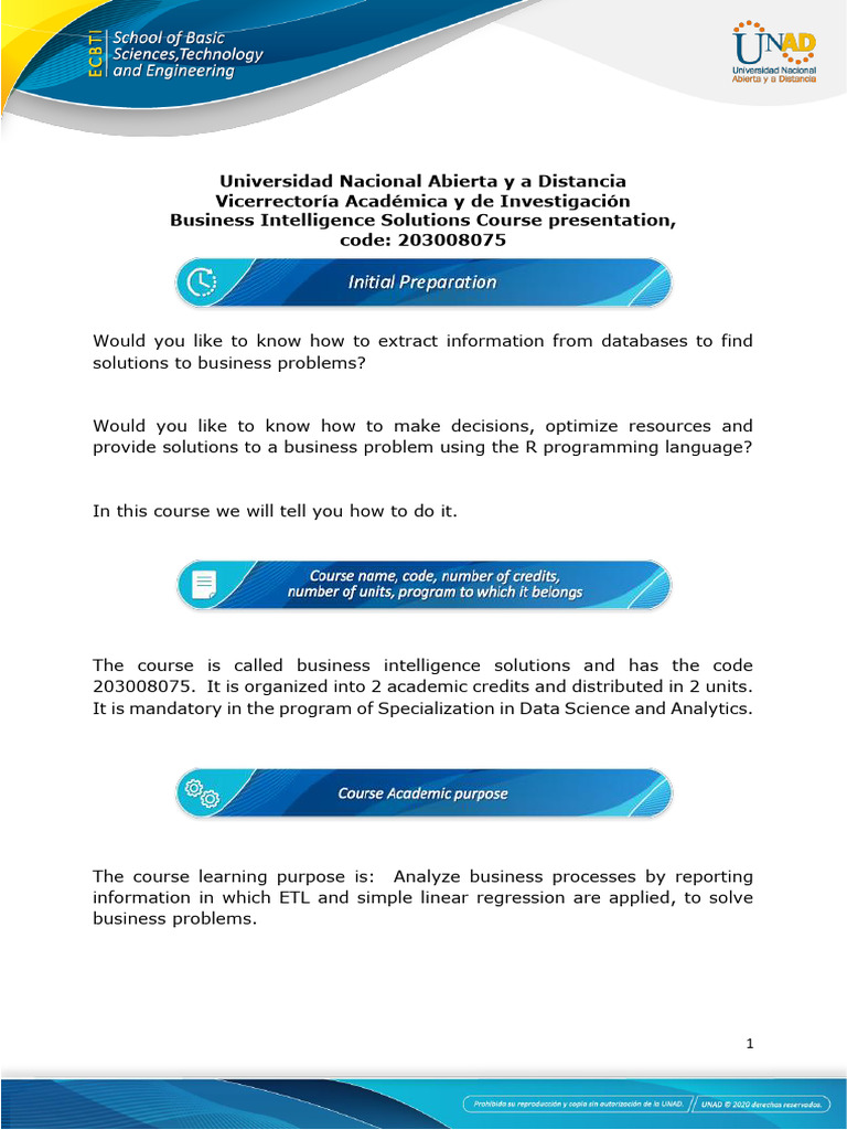 Course Presentation Business Intelligence Solutions | PDF | Business Intelligence | Analytics