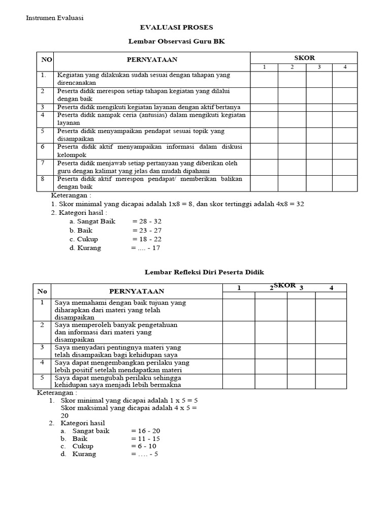 Evaluasi Kegiatan BK Siswa | PDF | Karier & Perkembangan