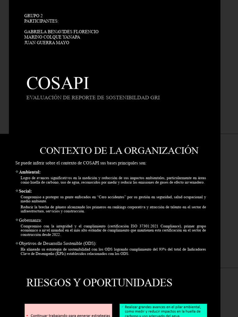 Taller 3 - Análisis Reporte Sostenibilidad Cosapi | PDF | Huella de carbono | Sustentabilidad