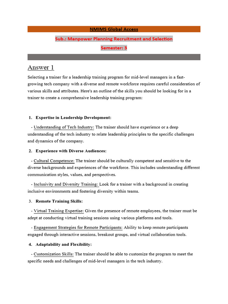 Assignment Solution Manpower - Planning - Recruitment - and - Selection | PDF | Recruitment ...