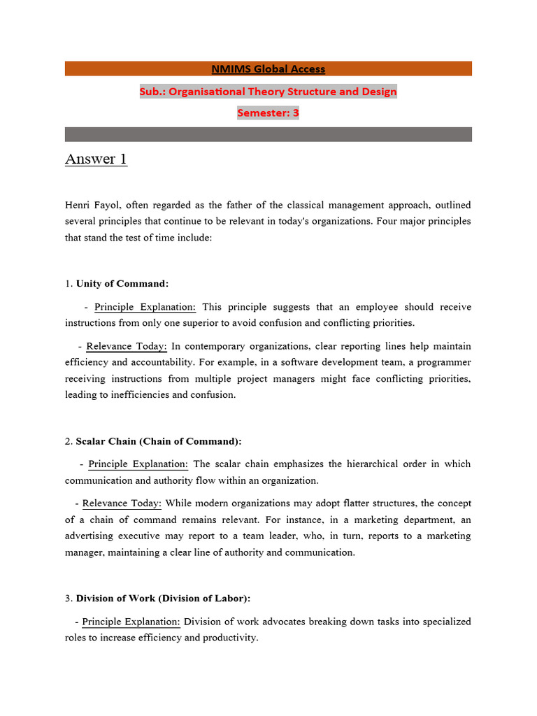 Assignment Solution Organisational - Theory - Structure - and - Design ...
