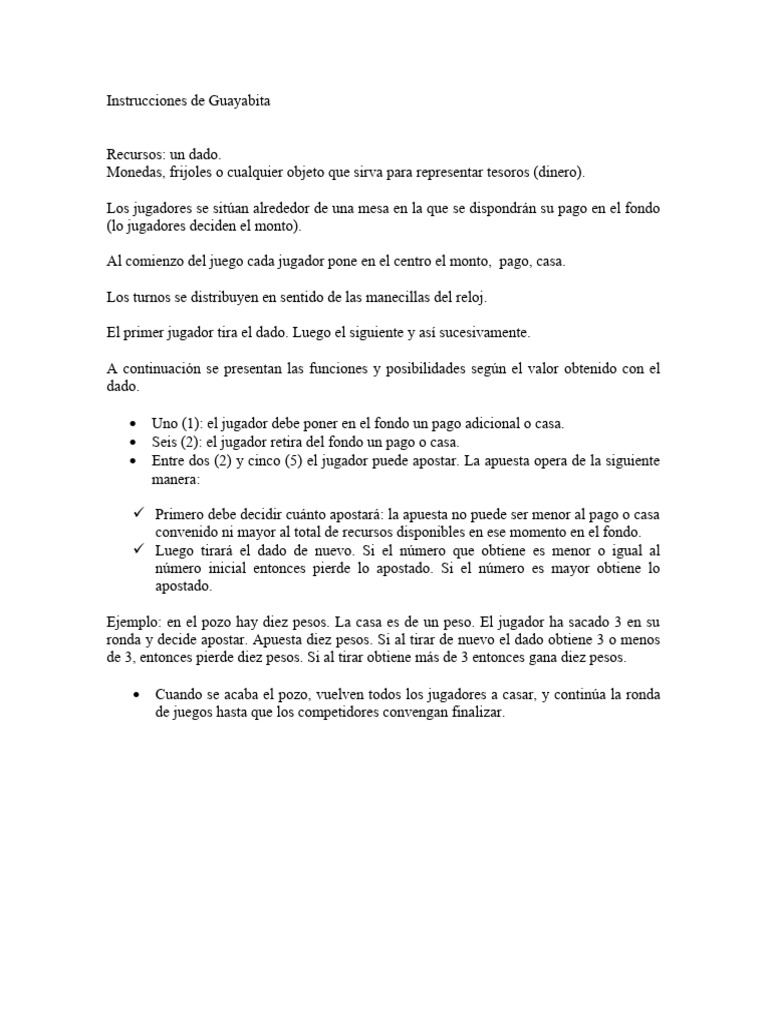 Instrucciones de Guayabita | PDF