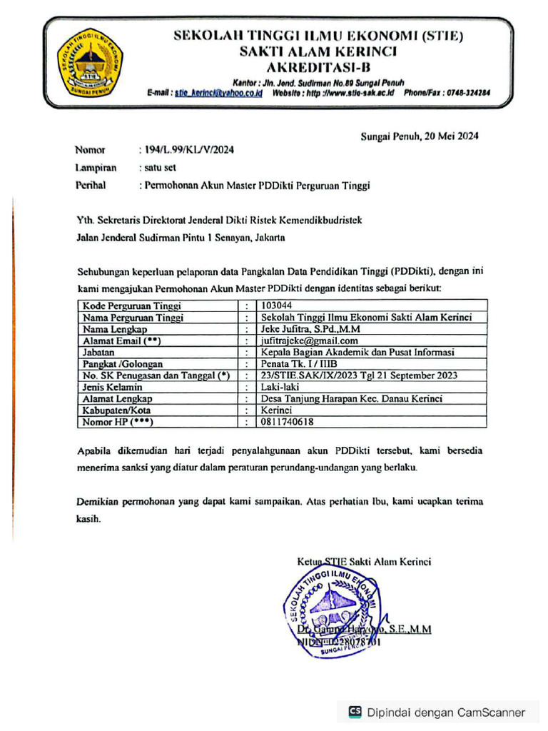 Permohonan Akun Master (1) - Dikompresi - Compressed | PDF