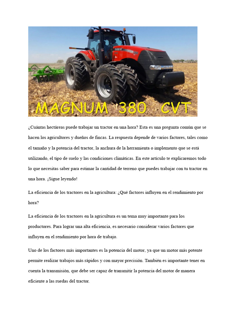 Eficiencia y rendimiento de tractores agrícolas | PDF | Arado | Tractor