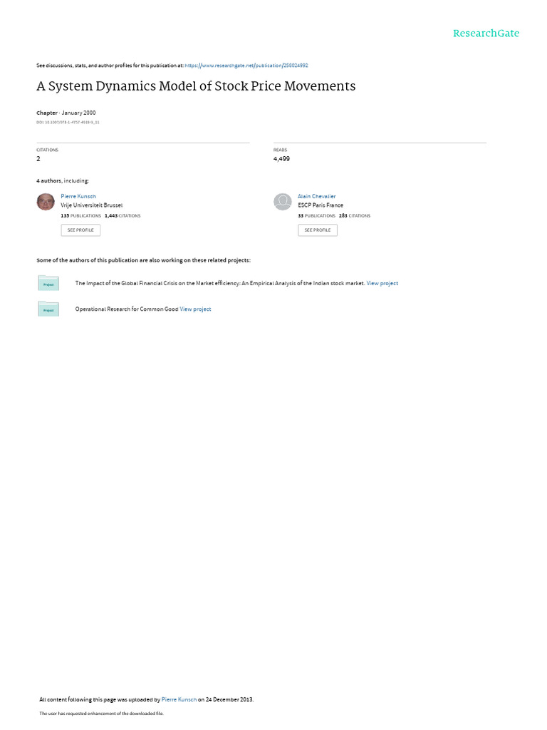 A System Dynamics Model Of Stock Price Movements Pdf Arbitrage Stocks