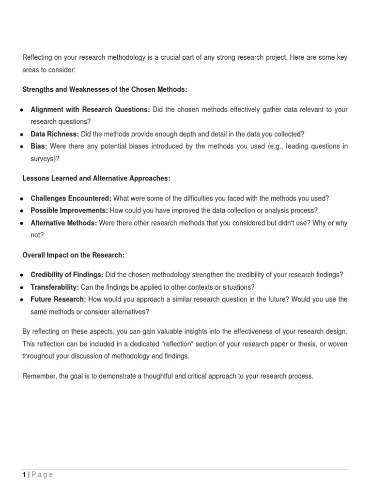 Reflection of Research Methodology About The Topic | PDF | Methodology ...