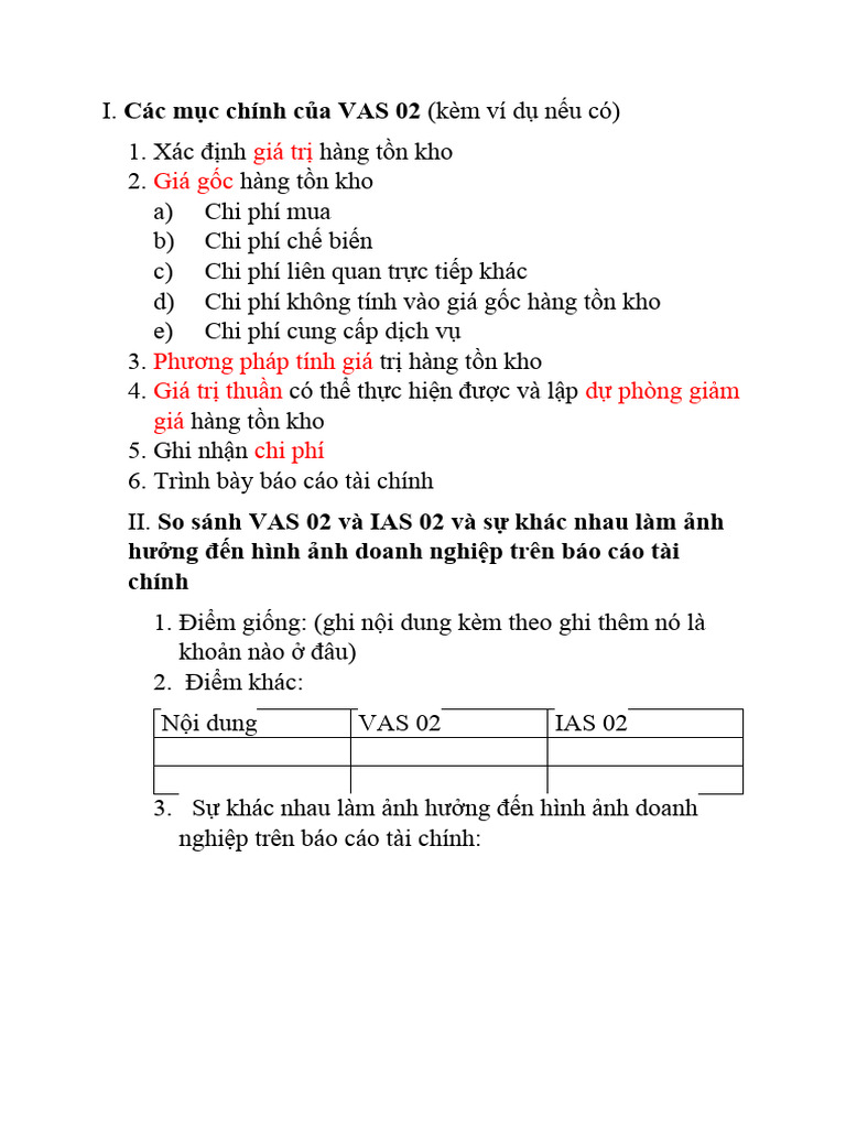 ghi chú cho VAS 02 | PDF
