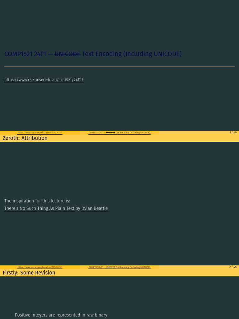 1521 Lec 9 - Unicode | PDF | Character Encoding | Ascii