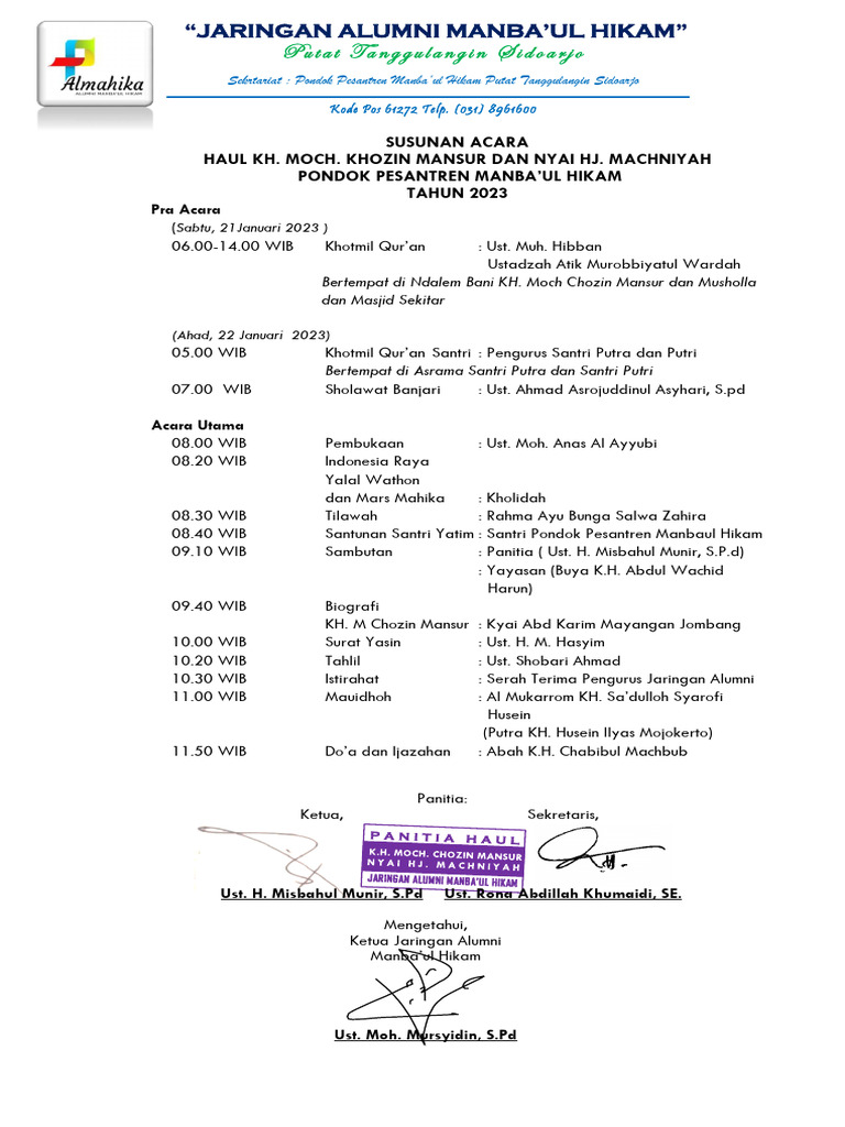 Rundown Acara Haul 2023 | PDF