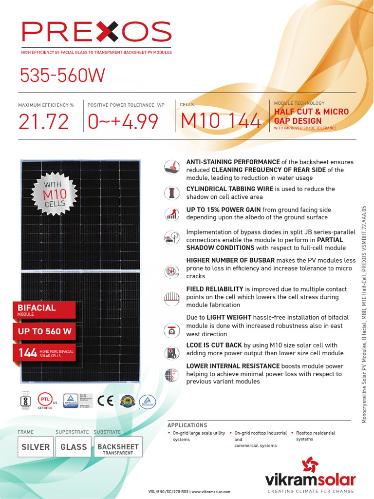 Prexos 10 144 2022 E GTOB - R03 All | PDF | Solar Panel | Photovoltaics