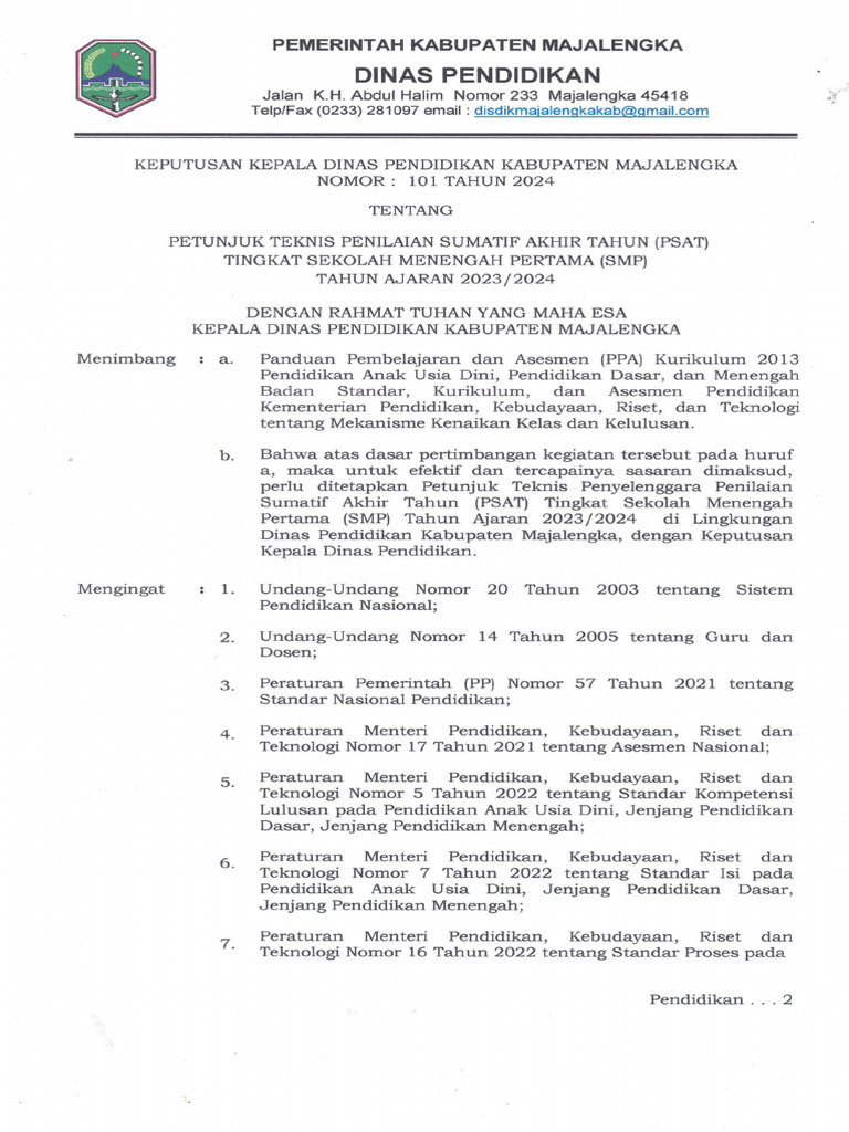 Juknis Psat 2024 Finish Ok | PDF