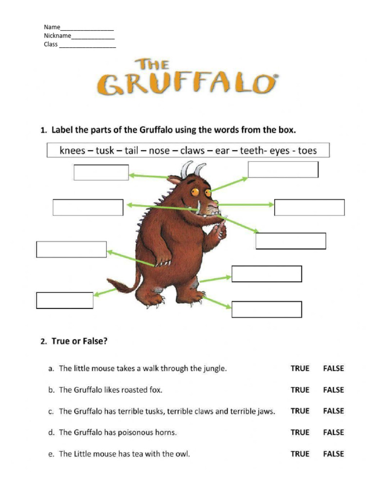 Gruffalo worksheet | PDF