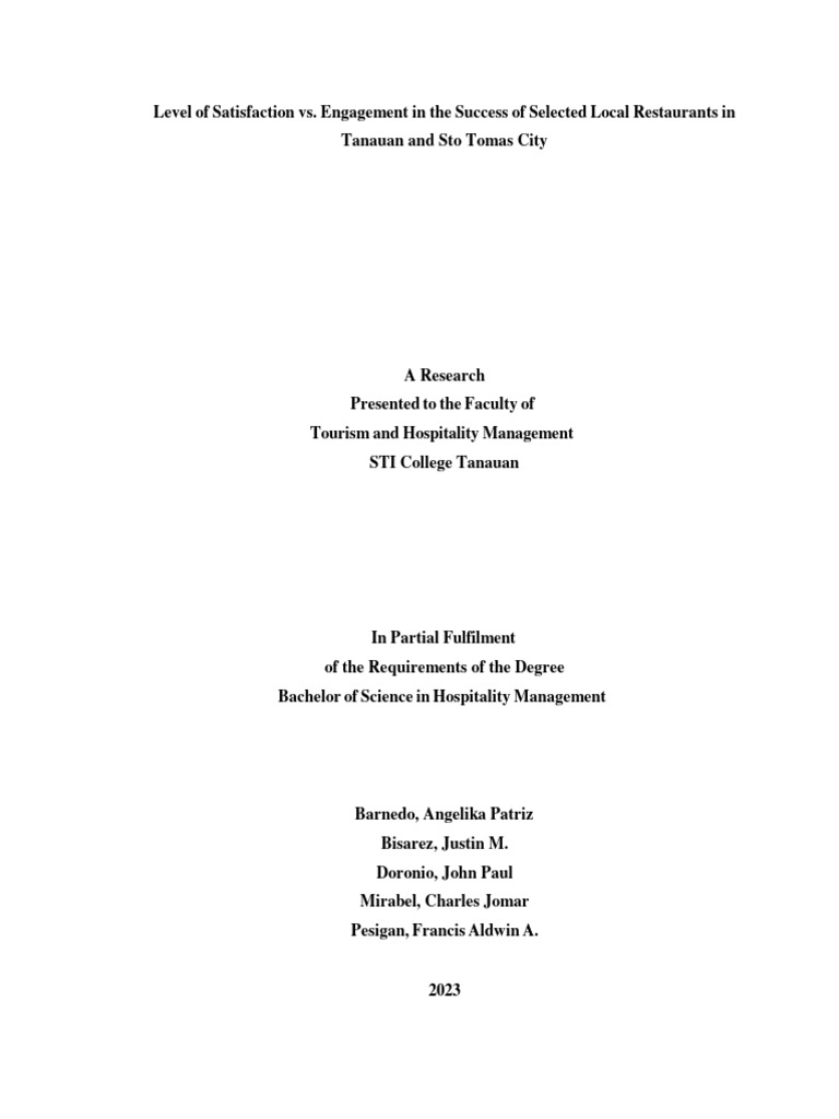 Satisfaction and Engagement in Local Restaurants | PDF | Employee ...