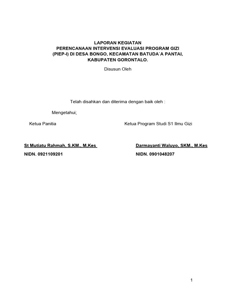 Evaluasi Program Gizi Desa Bongo | PDF