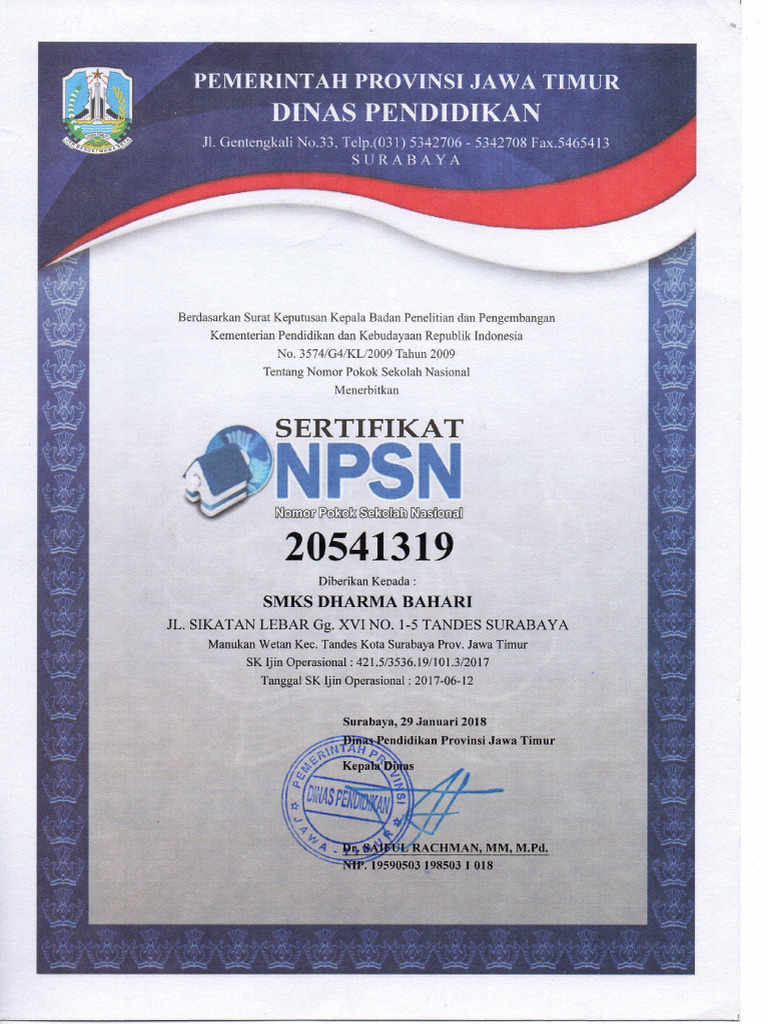 Sertifikat NPSN | PDF