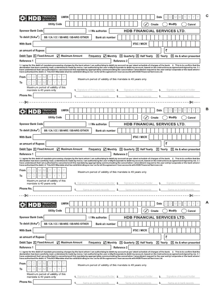 ACH Mandate Form New | PDF